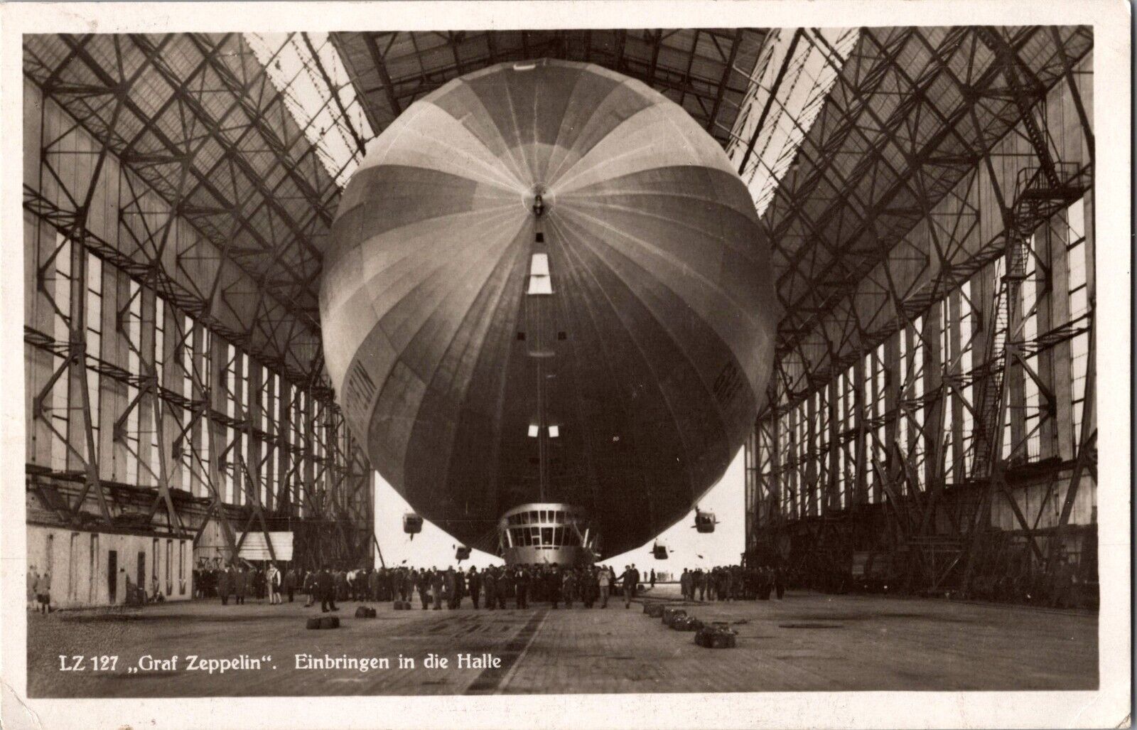 1931 German Real Picture Postcard Graf Zeppelin LZ 127 Airship Hangar ...