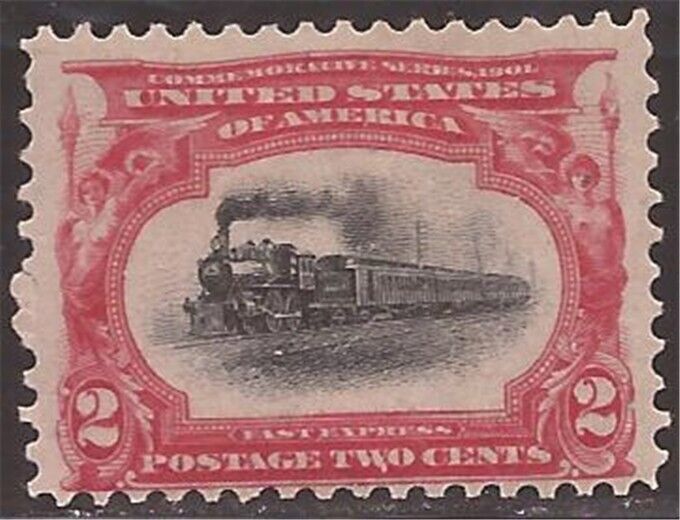 US Stamp 1901 2c Pan-Am Expo 2 Stamps Diff Shades & Train Positions ...