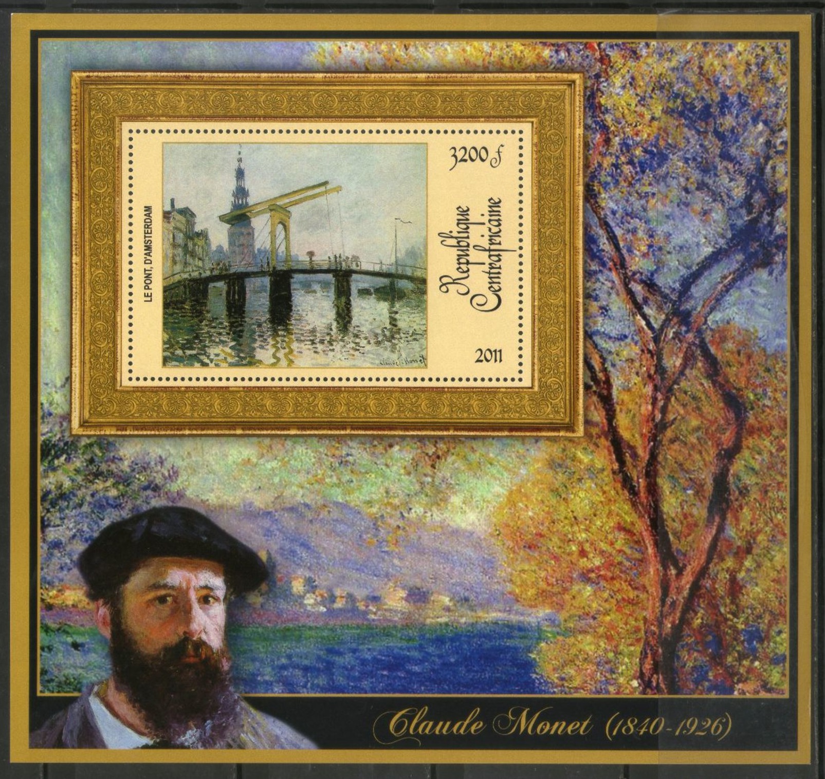 Central African Republic 2011 Painting by Claude Monet Bridge Sc 1668 M ...
