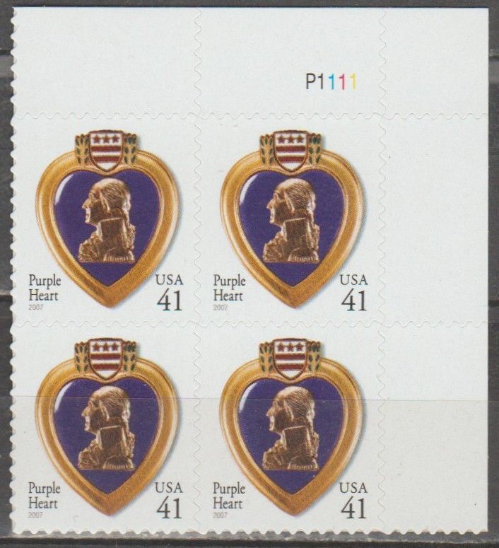 4164, PB-4 U/R. " Purple Heart " MNH, .41 cent (2007) | United States ...