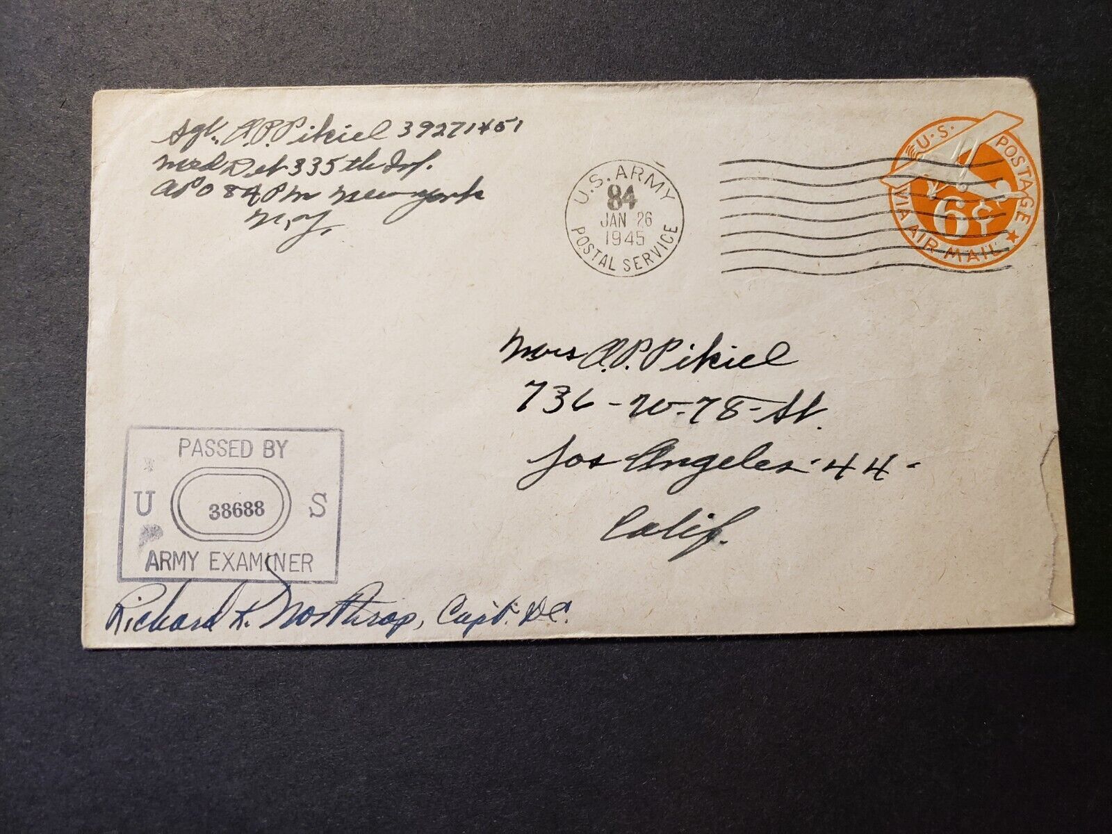 APO 84 COMBLAIN LATOUR, BELGIUM 1945 Censored WWII Army Cover 335 ...