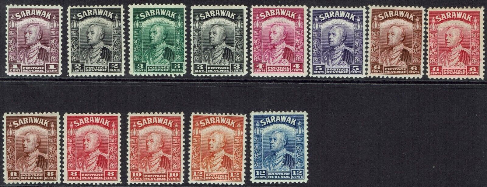 Sarawak 1934 Raja Brooke Range to 12c | Asia - Malaysia, Stamp / HipStamp
