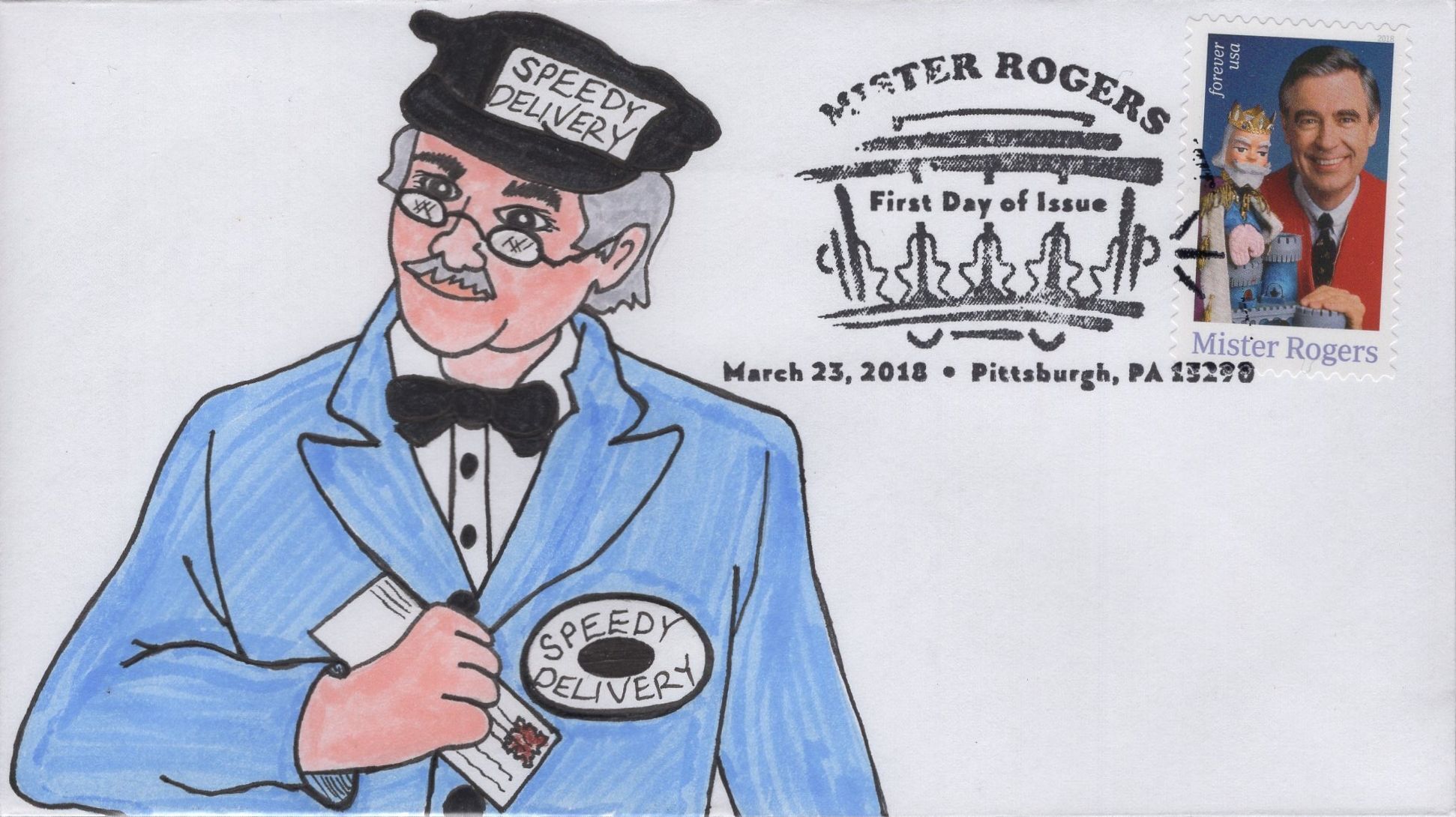 Bella Cachets Hand Painted FDC for the 2018 Mister Rogers Stamp - OOAK ...