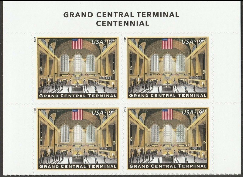 Grand Central Terminal Plate Block of Four $19.95 Express Mail Stamps ...
