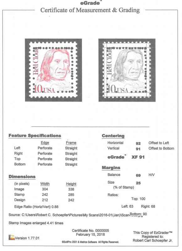 #2175E 10 cents Red Cloud Stamp mint OG NH EGRADED XF 91 XXF | United ...