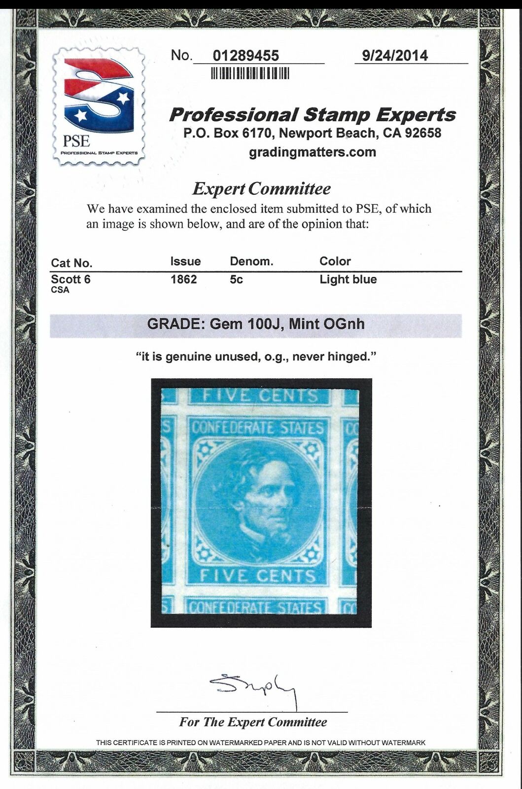 *6 - "100Jnh" PSE. the Best! | United States, General Issue Stamp ...