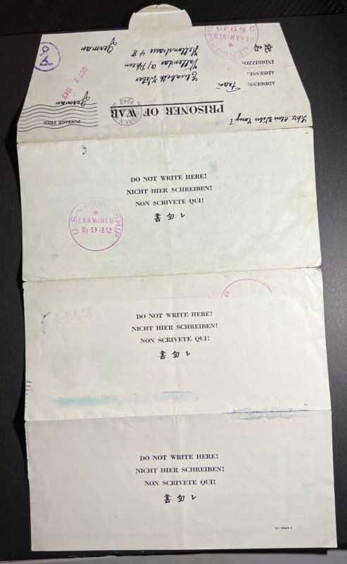 1943 USA Prisoner of War POW Folded Letter Camp Breckinridge KY ...