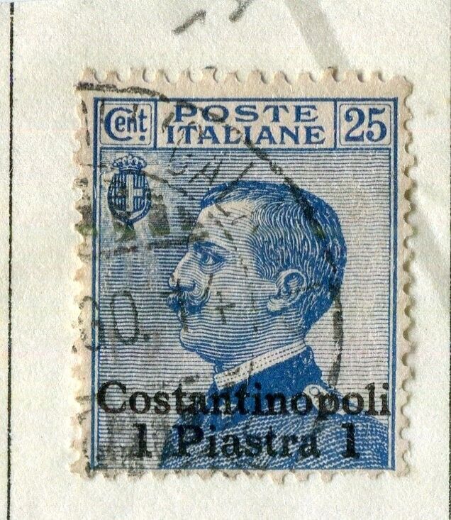 ITALY; LEVANT early 1900s Emmanuel surcharged issue used 1Pi ...