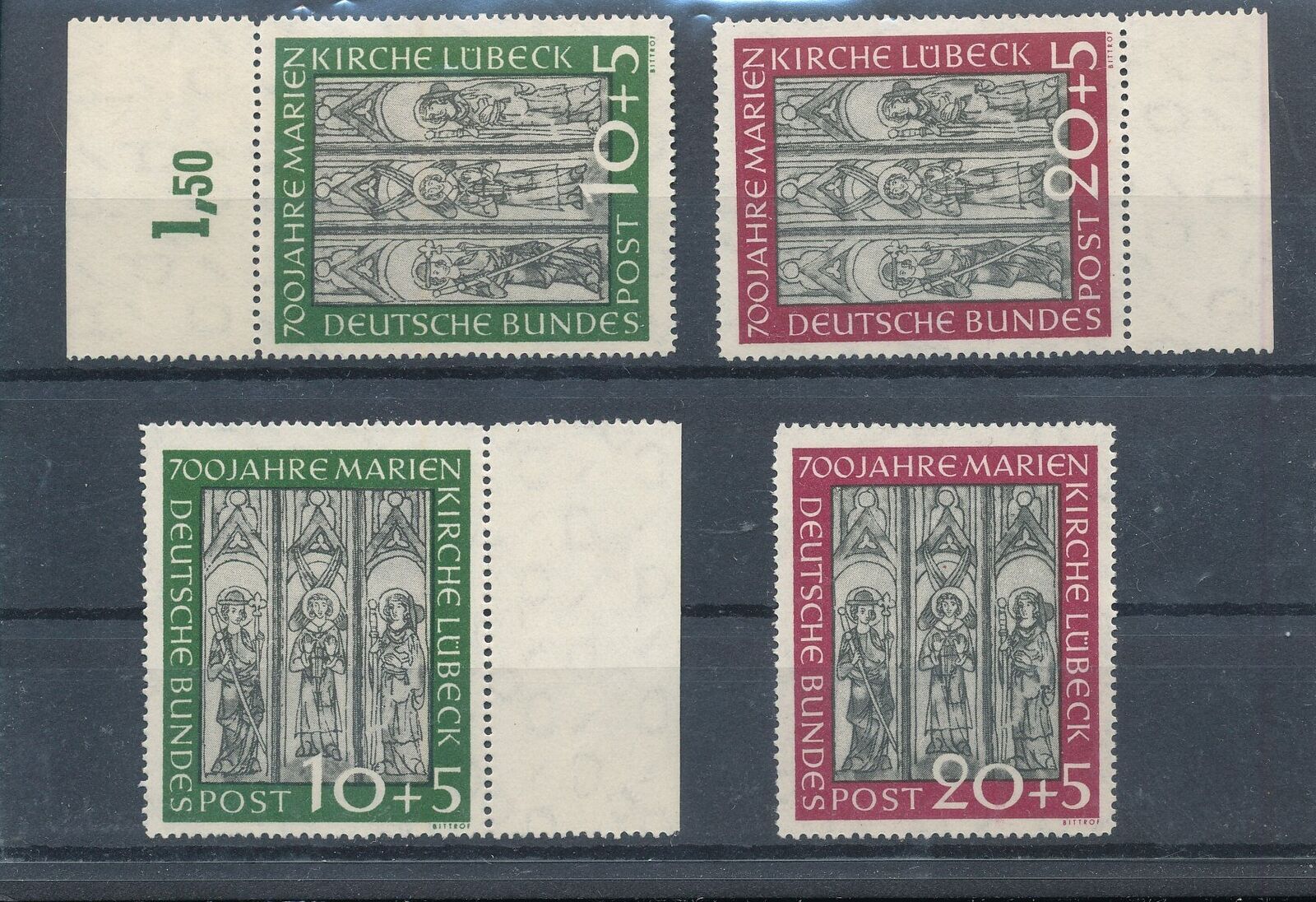 West Germany 1951 Church Lubeck MNH 4 stamps BT95s) | Europe - Germany ...
