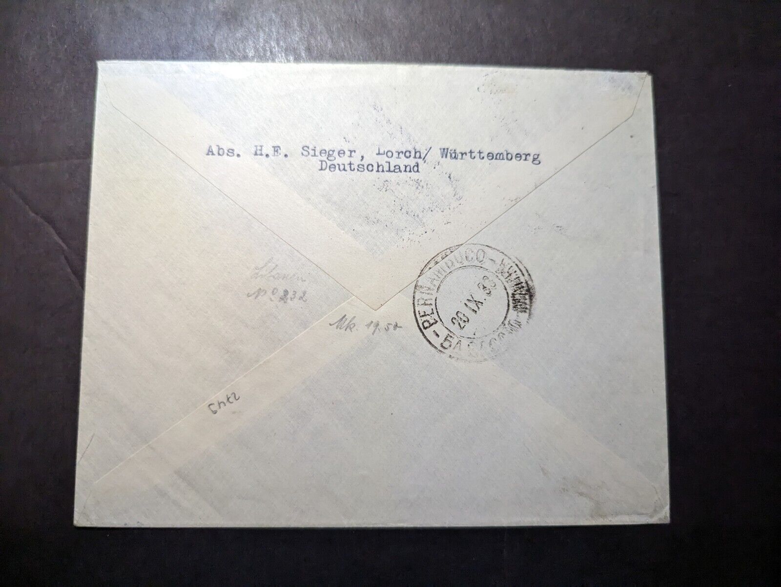 1933 Registered Lithuania Airmail Zeppelin Cover Klaipeda to Recife ...