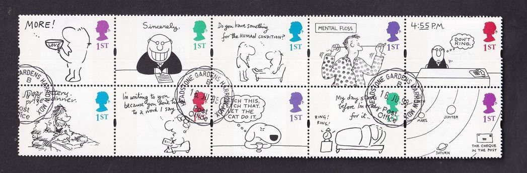 Great Britain #1643-1652 cancelled 1996-2001 greetings cartoons block ...