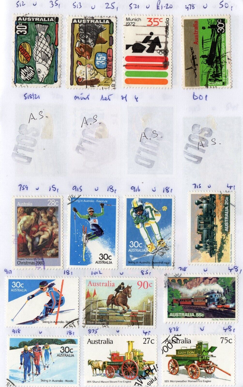 Dealers stamp approval book Australia 78 stamps selling value approx £ ...