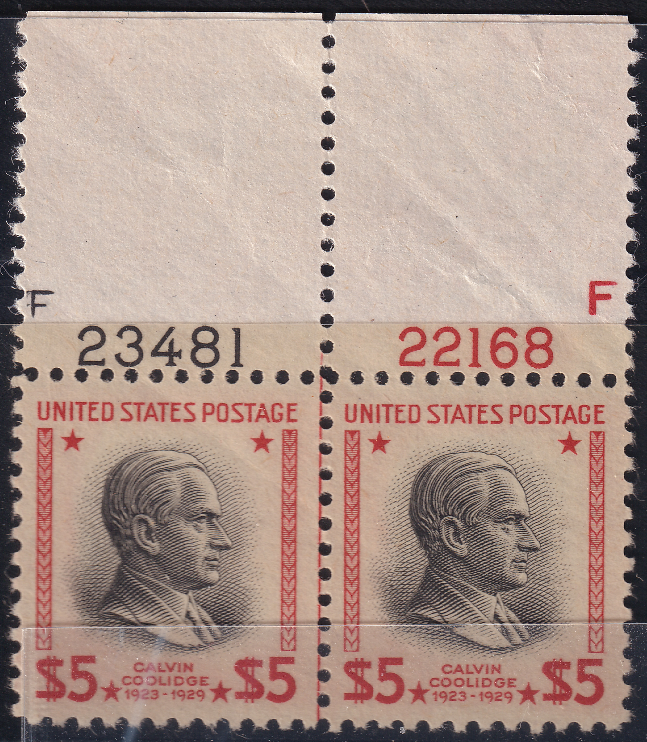 #834 Mint NH, XF, Pair with plate numbers (CV $150++) (CV $75 - ID29553 ...