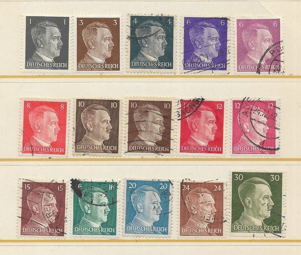 3rd Reich 15 Different Hitler Head Definitive Stamps MNH/Used | Europe ...
