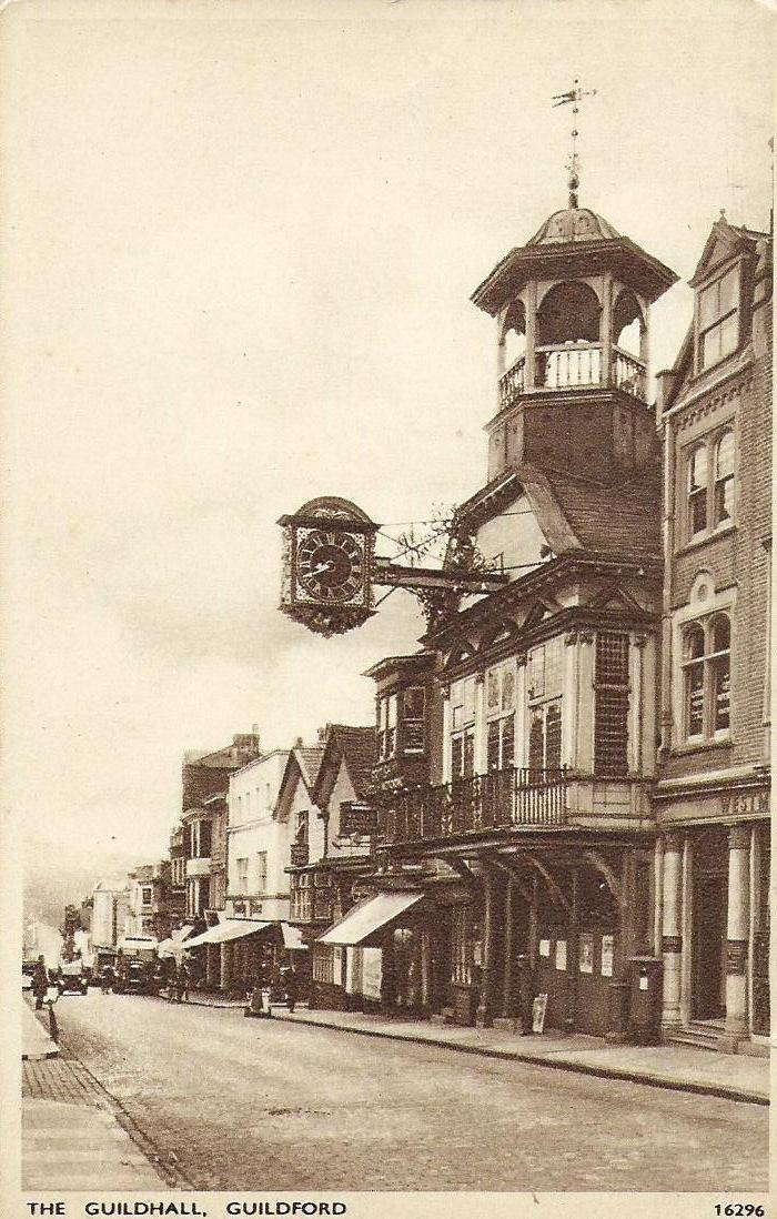 The Guildhall Guildford Surrey, Street Scene Bell Turrent Balcony Clock ...