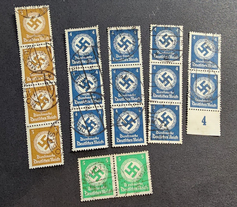 WW2 WWII German Third Reich Nazi Germany swastika Stamps strips X 17 ...