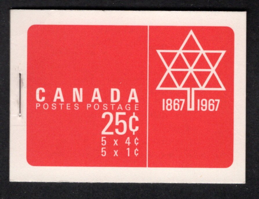 Scott BK54a, 1c & 4c, panes of 5 + 2 labels, Centennial Canada booklet ...