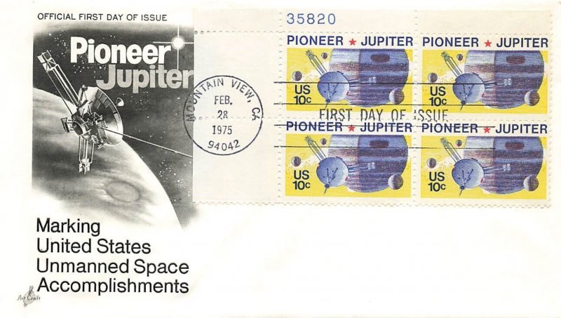 1556 PIONEER - JUPITER - Artcraft - Plate block of 4 | United States ...