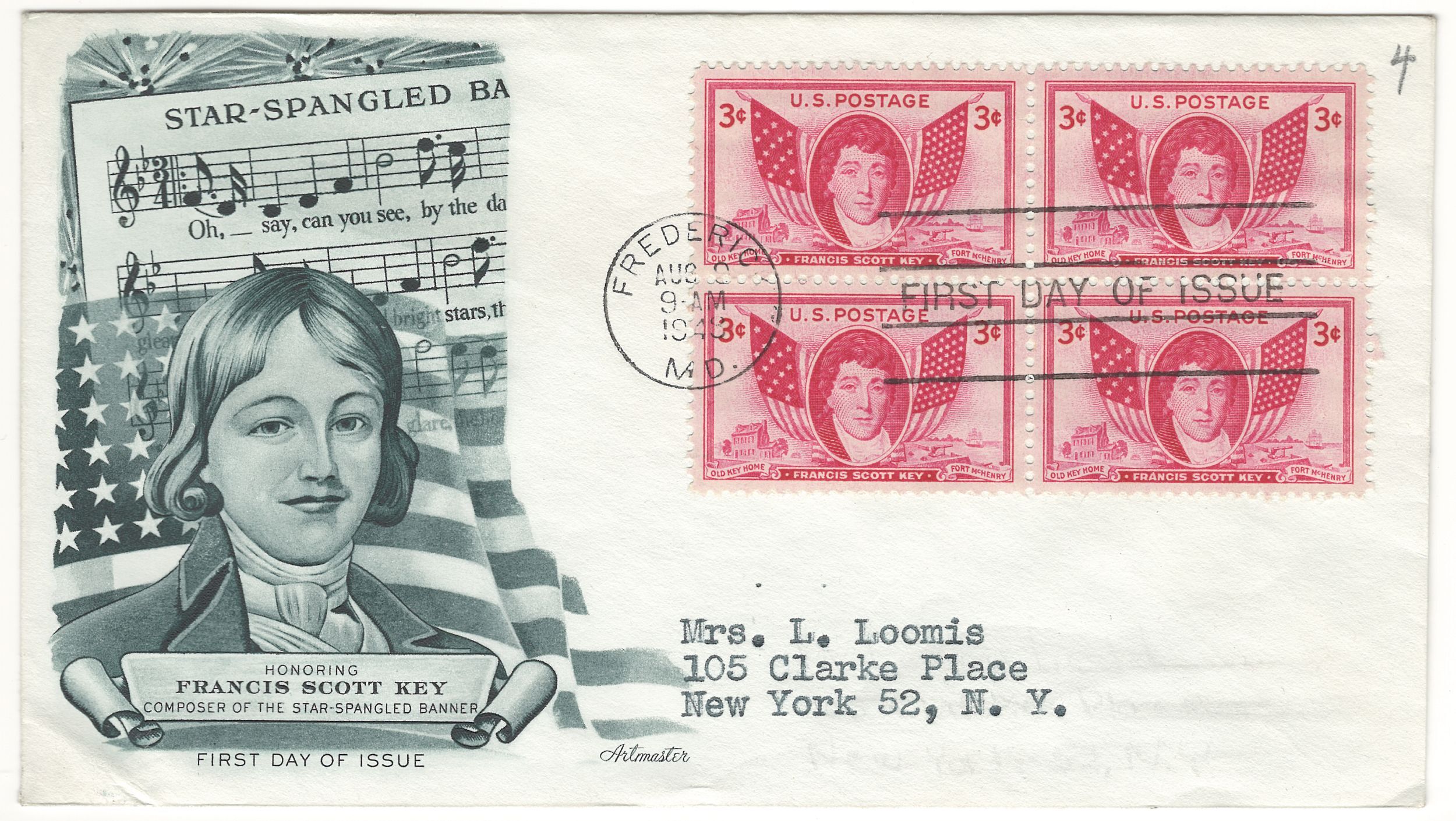 #962 – 1948 3c Francis Scott Key FDC | United States, General Issue ...