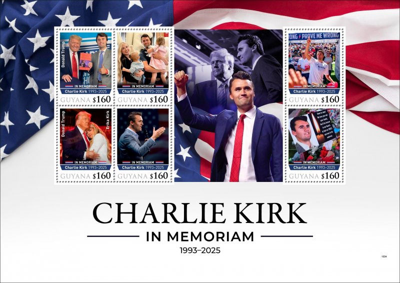 GUYANA - 2025 - In Memorium, Charlie Kirk - Perf 6v Sheet - Mint Never ...