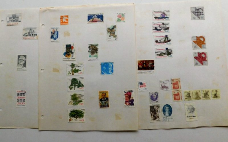 US Approx 600 stamps on Album Pages, Precancels, Reg, Air, 10c Famous ...