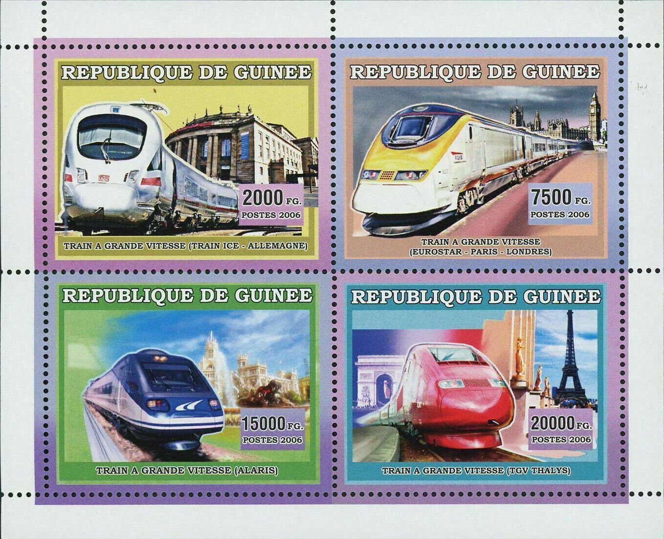 Train Stamp High Speed German Ice Alaris TGV Eurostar S/S MNH #4393 ...