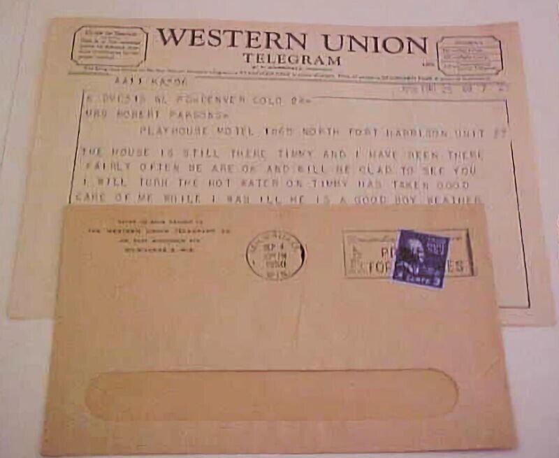 US Telegram 3cent Prexy Western Union With 1950 Cover | United States ...