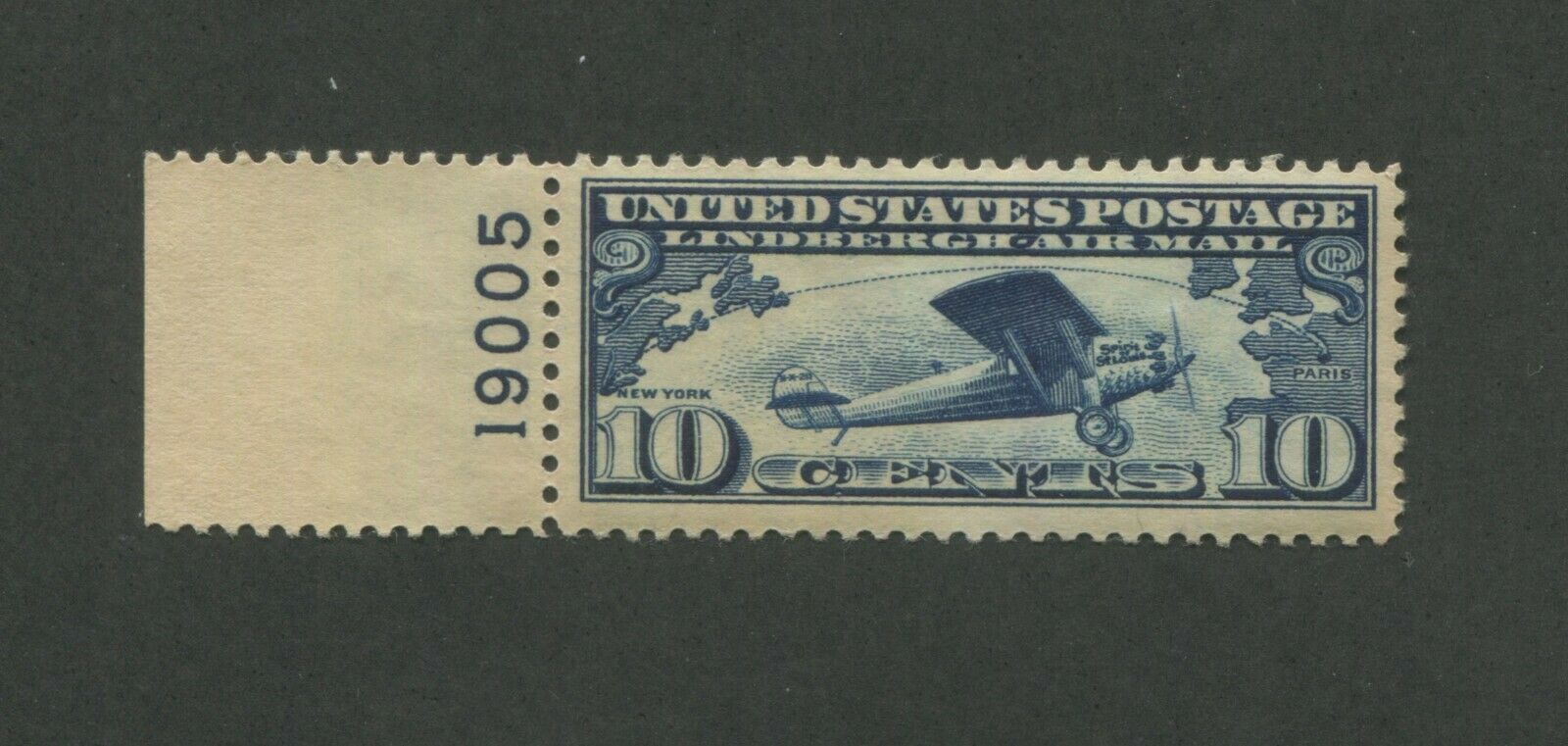 United States Air Mail Postage Stamp #C10 MNH VF Plate No. 19005 ...