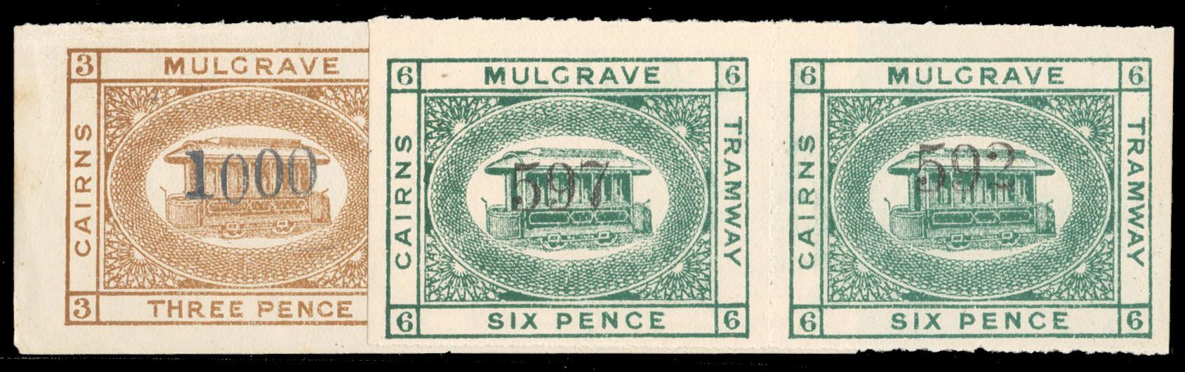 Queensland Cairns-Mulgrave Tramway, 3p and 6p in pairs, without gum ...