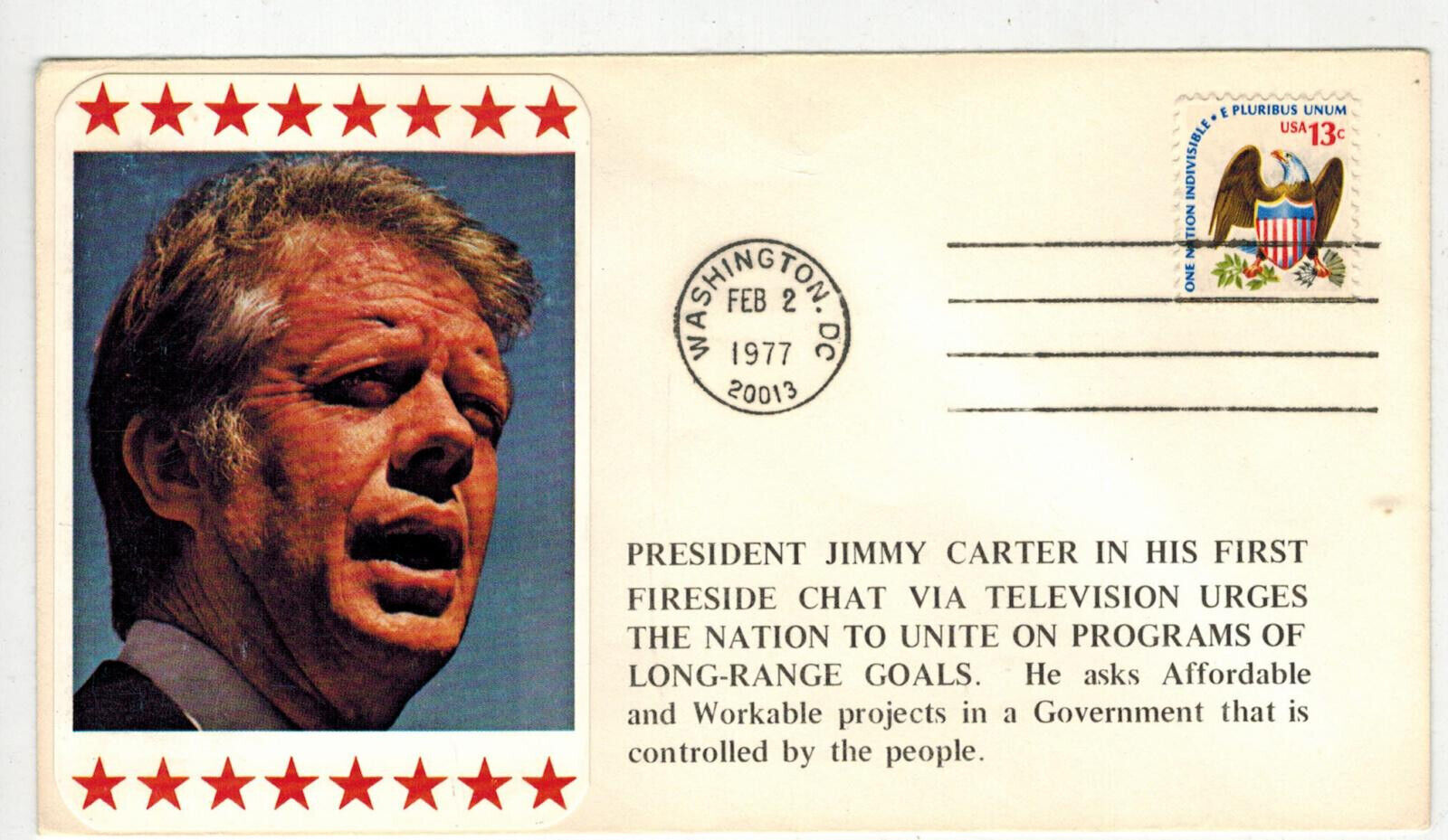 Jimmy Carter President 1977 HIS 1st Fireside Chat on Long Range Goals ...