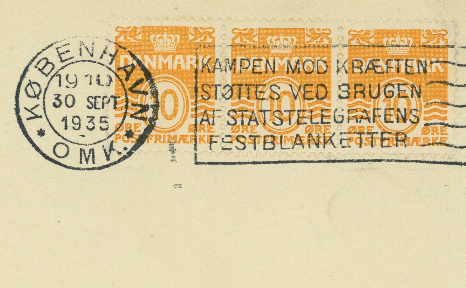 DENMARK to USA #228 Postage Stamp 1935 Cover Telegraph Slogan Postmark ...