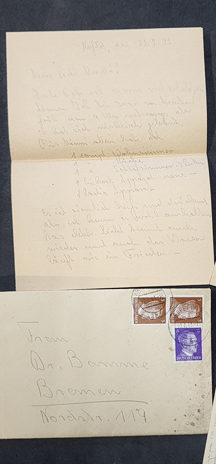WW2 WWII Nazi Germany Third Reich cover w letters Adolf Hitler stamps ...