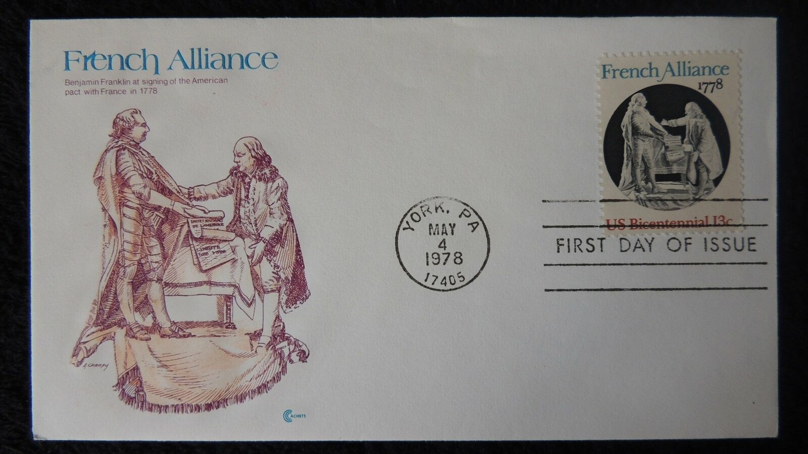 USA 1978 FDC french alliance benjamin franklin good used insert ...