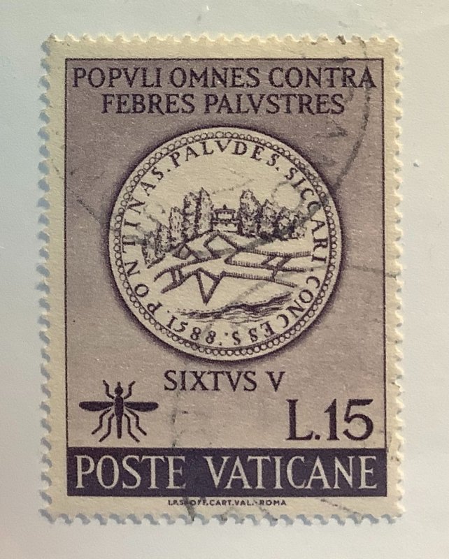 Vatican 1962 Scott 326 used - 15L, Campaign against malaria, Medal of ...