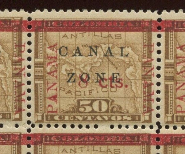 Canal Zone 20 Antique "L" of "CANAL" Variety Mint Stamp in Margin Block ...