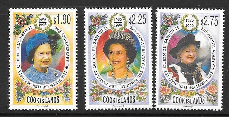 Cook Islands Sg1392/4 1996 70th Birthday of Queen Elizabeth MNH ...