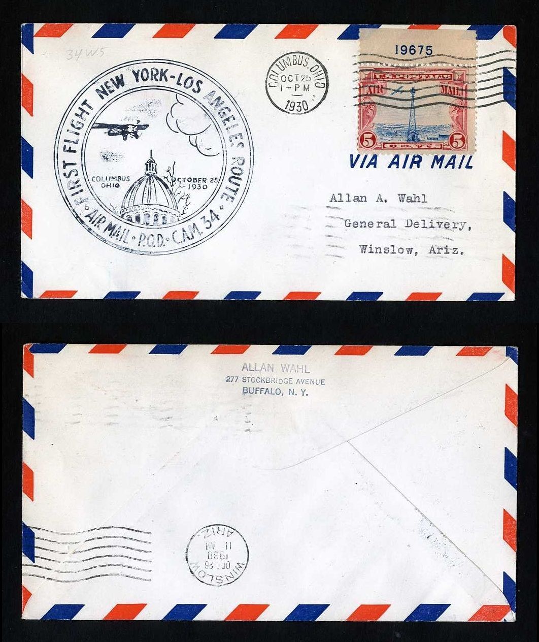 # C11 Plate # single CAM # 34 First Flight cover, Columbus, OH - 10-25 ...