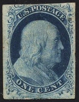 CERTIFIED US Stamp #7 1c Blue Franklin Type II MINT NH OG SCV $1000 ...