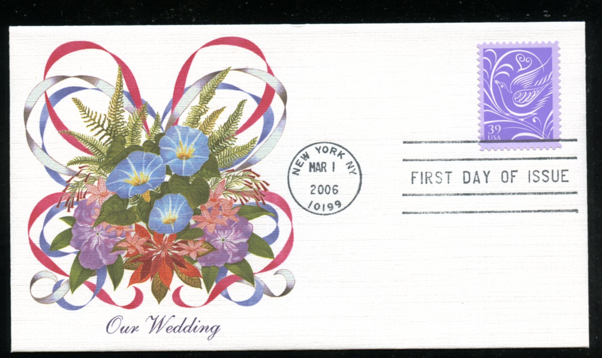 US 3998 39 cent Wedding Doves Bklt single UA Fleetwood cachet FDC ...