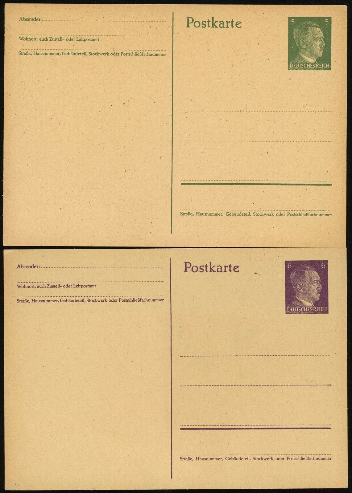 Germany Mi# P298 P299 Adolf Hitler Stationery Cards WWII Europe 1941 ...