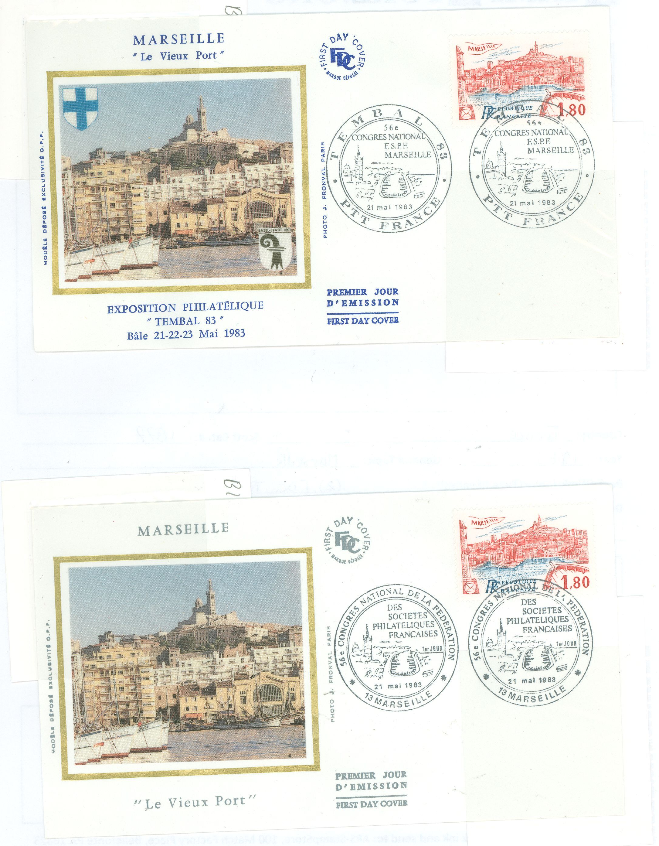 France 1877 1983 Marseille, (2) FDC types: Marseille & PTT France ...