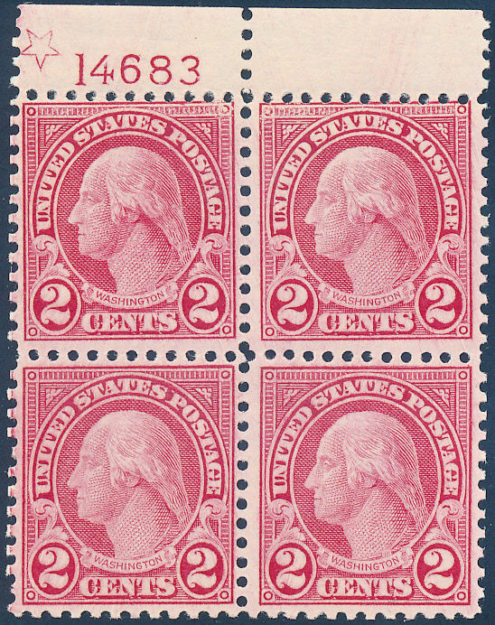 #595 F-Vf OG NH Plate Block CV $3,000.00 Wl1968 | United States ...
