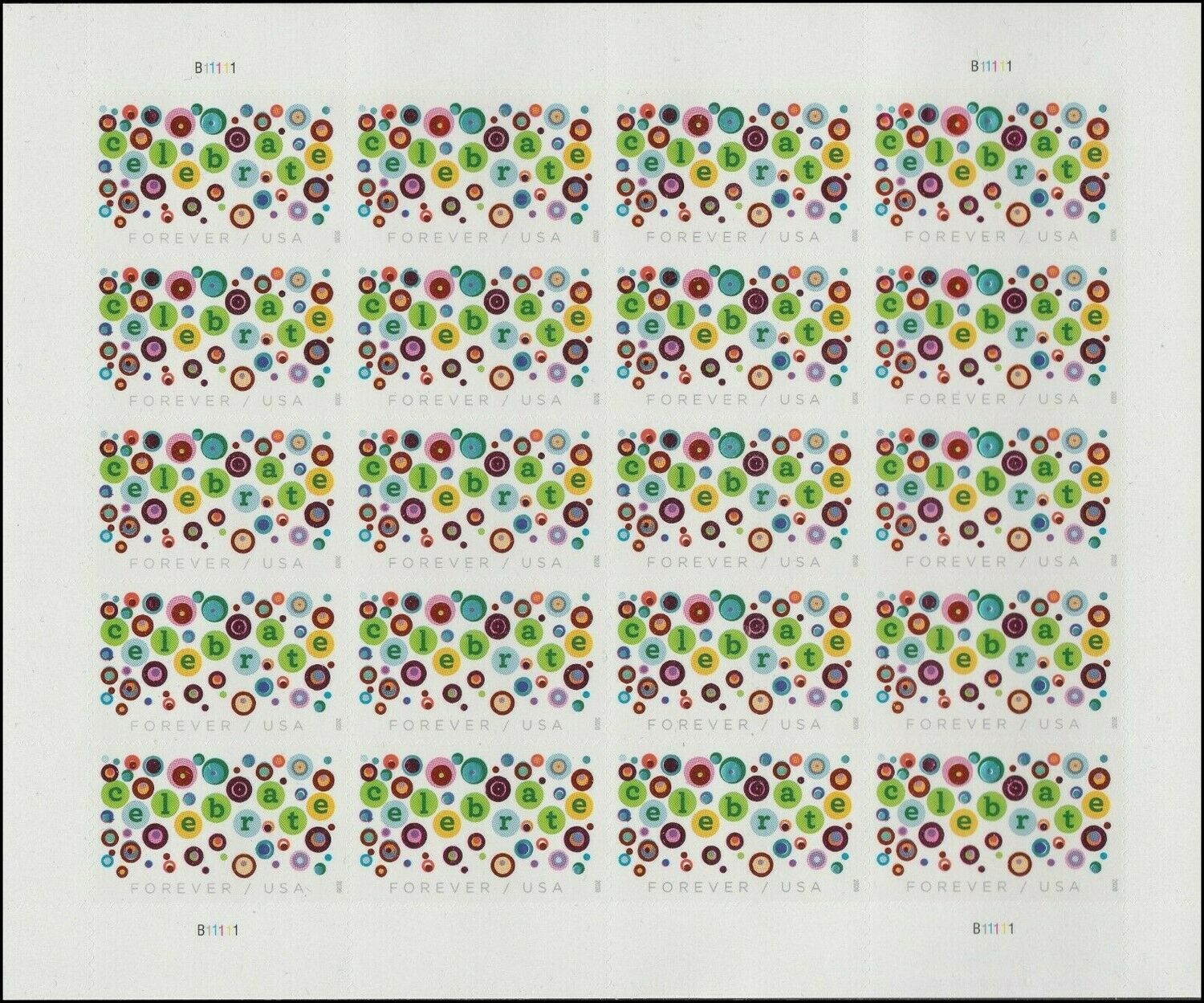 Celebrate (2020) Sheet of 20 Forever Postage Stamps Scott 5434 - Stuart ...