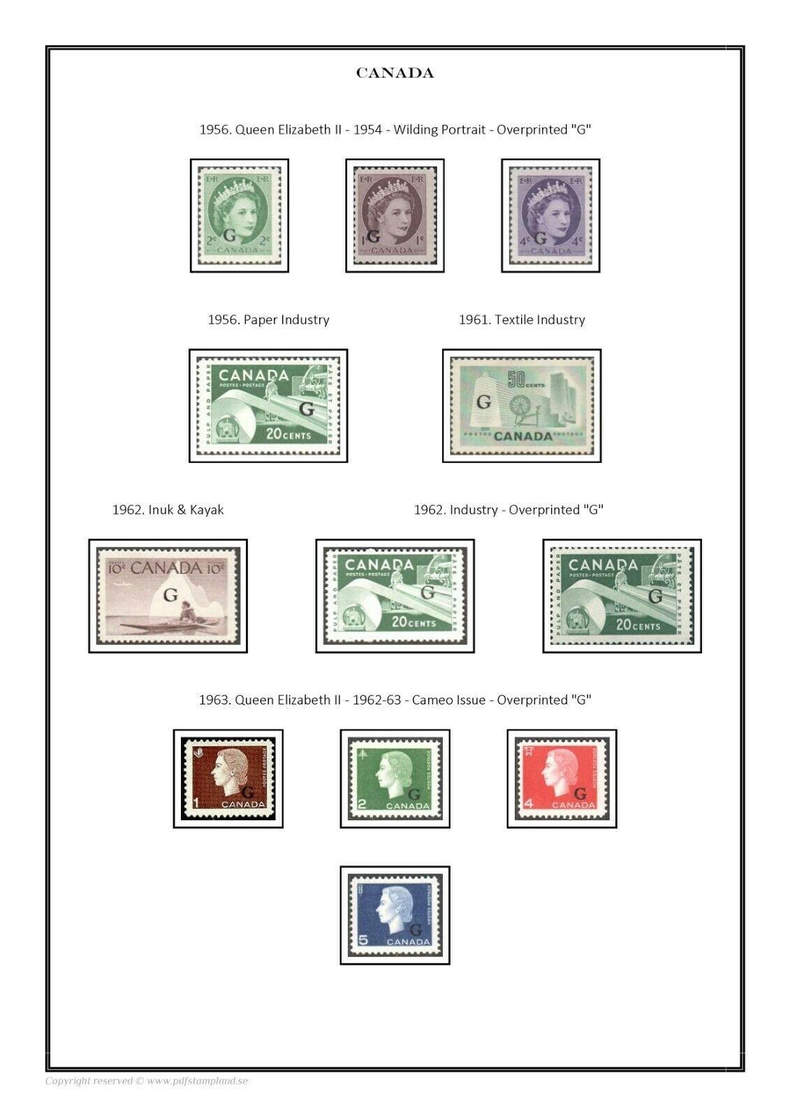 Canada Official stamps 1923 - 1963 PDF (DIGITAL) STAMP ALBUM PAGES ...