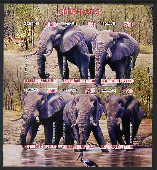 Tchad Chad Sheet Imperf Wildlife Elephants | Africa - Chad, Stamp ...