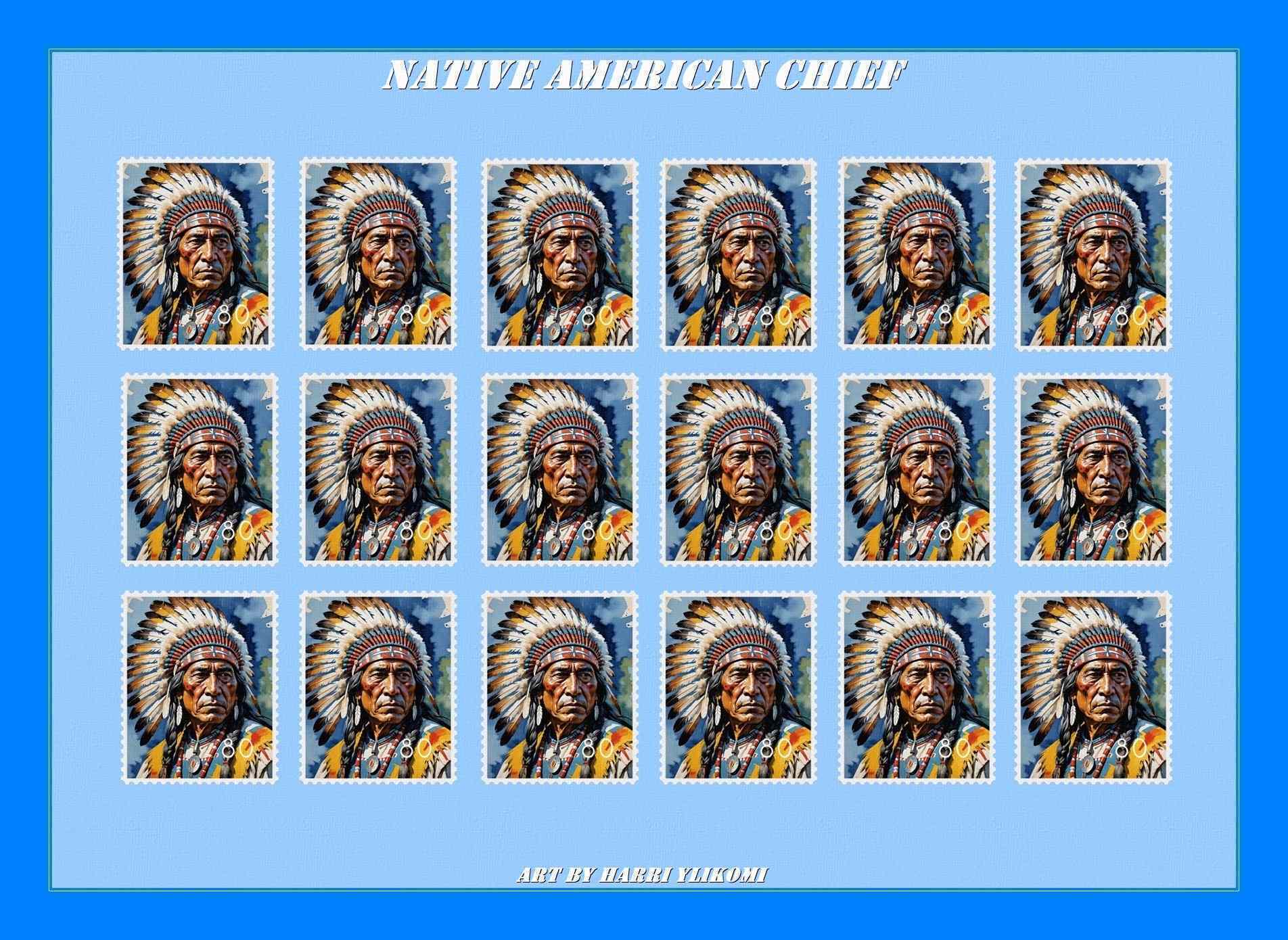 2024 Native American Chief Imperf Sheet Cinderella art size A4 ...