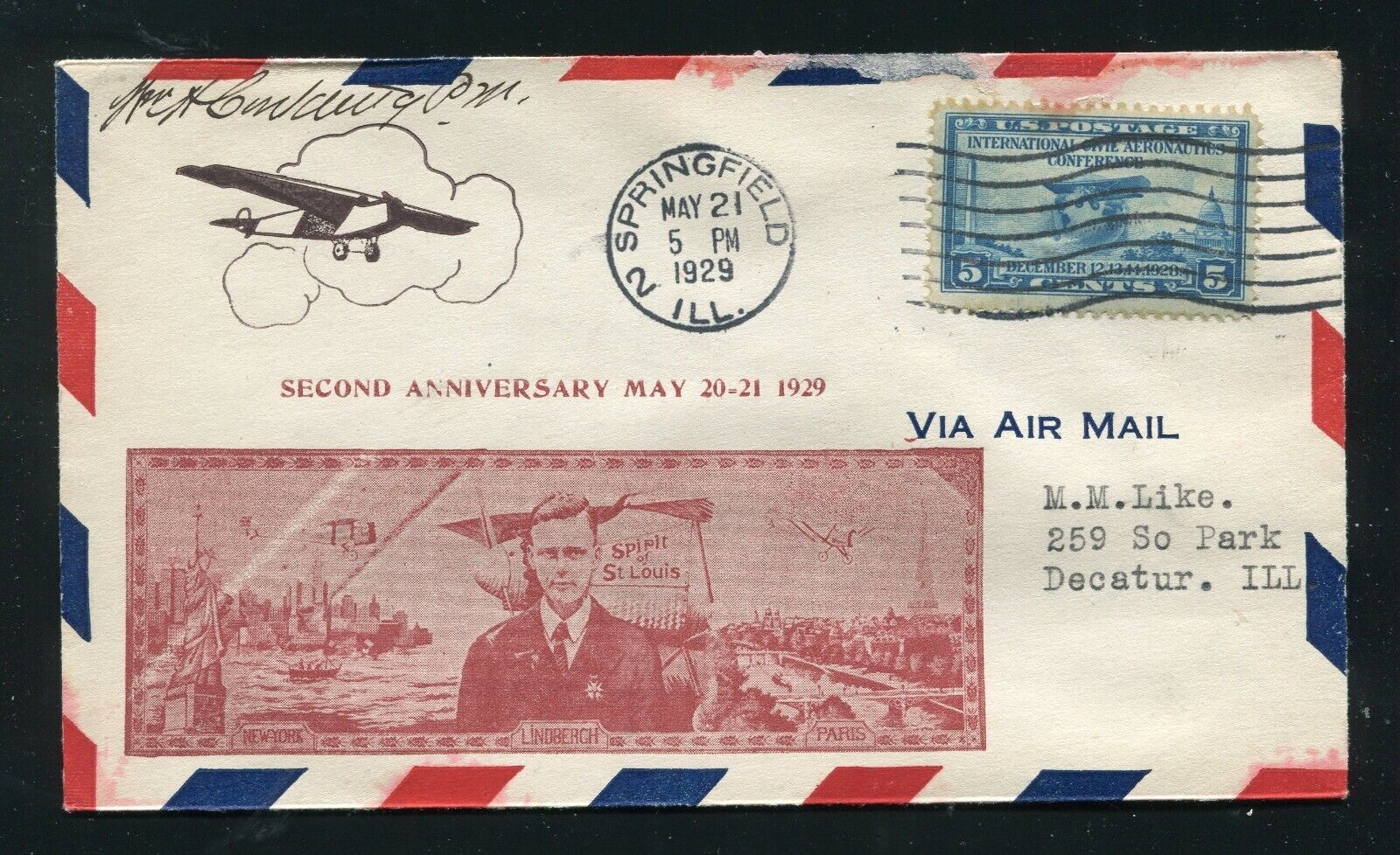 Lindbergh Flight Second Anniversary Air Mail Cover 1929 | United States ...