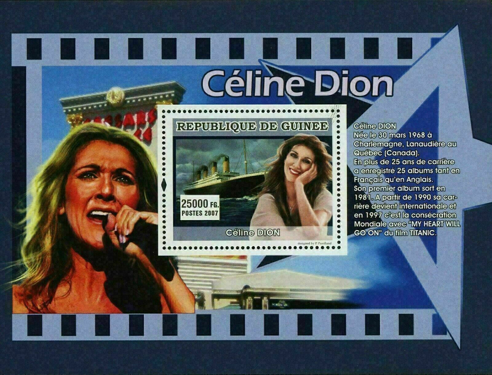 Celine Dion Stamp Singer My Heart Will Go On Titanic S/S MNH 4944 / Bl ...