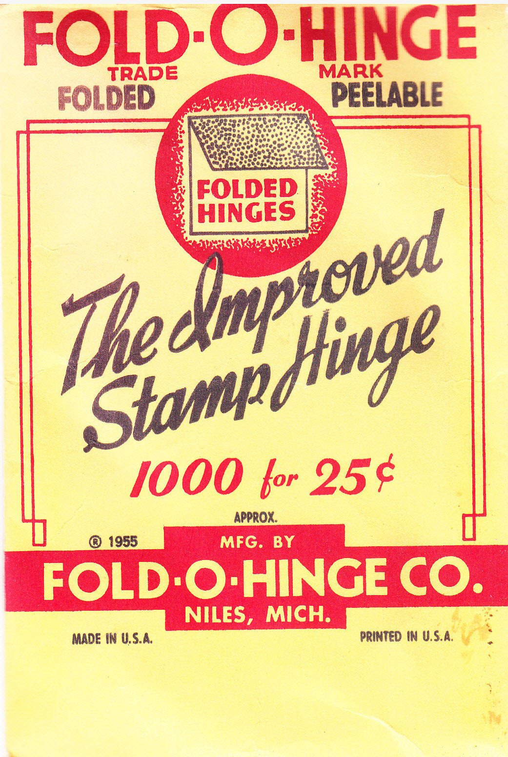 1 PACK OF "GREEN" FOLD-O-HINGE THE 3RD BEST STAMP HINGES EVER MADE ...