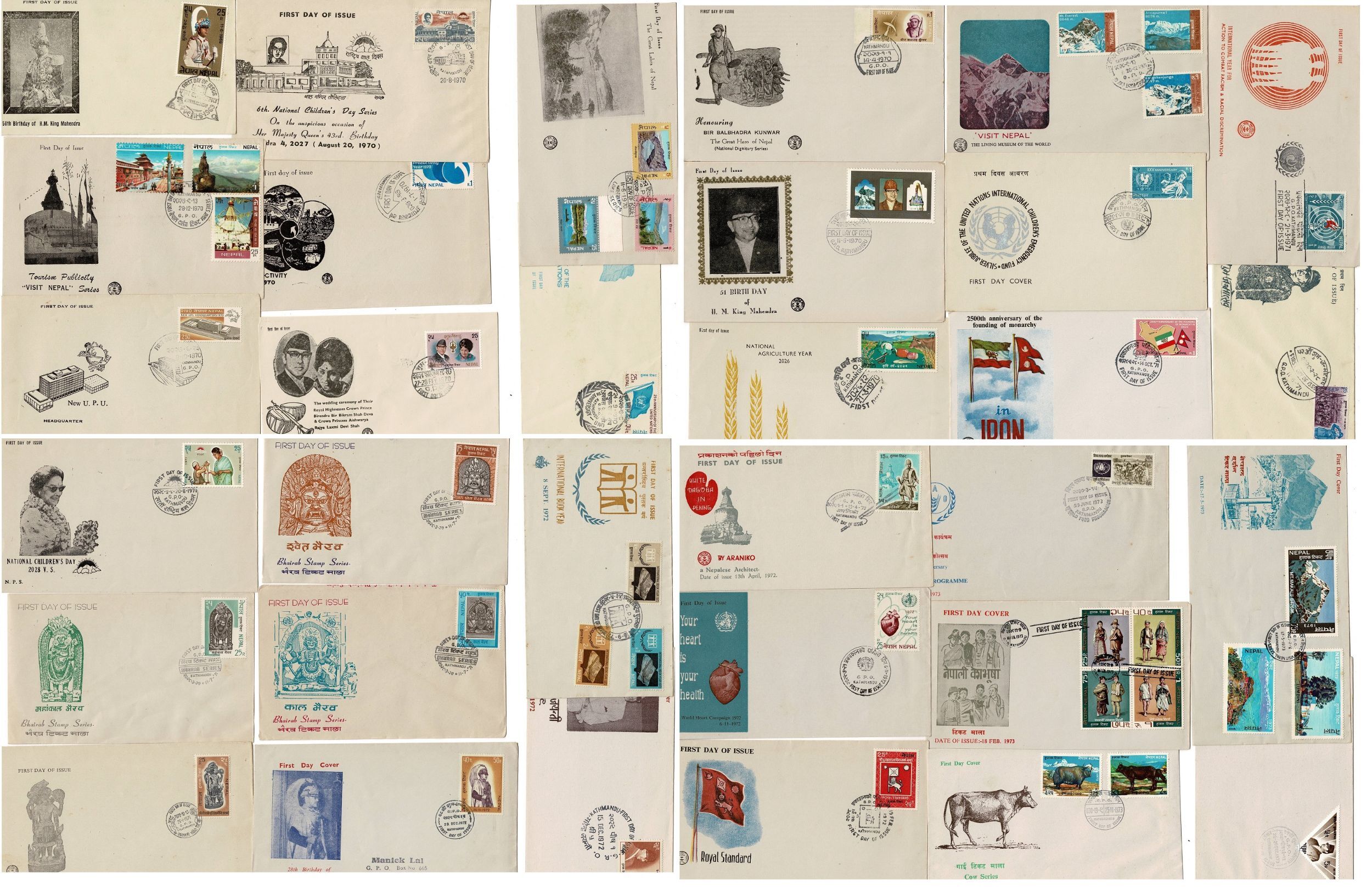 Nepal huge FDC collection part 2: 1967-74 | Asia - Nepal, Stamp / HipStamp
